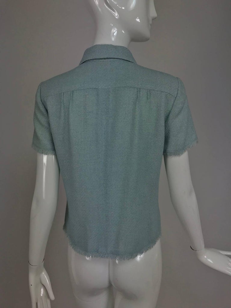 Chanel blue wool crepe short sleeve jacket 08C at 1stDibs | chanel ...