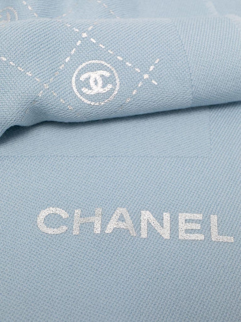 Chanel Blue Wool Scarf at 1stDibs