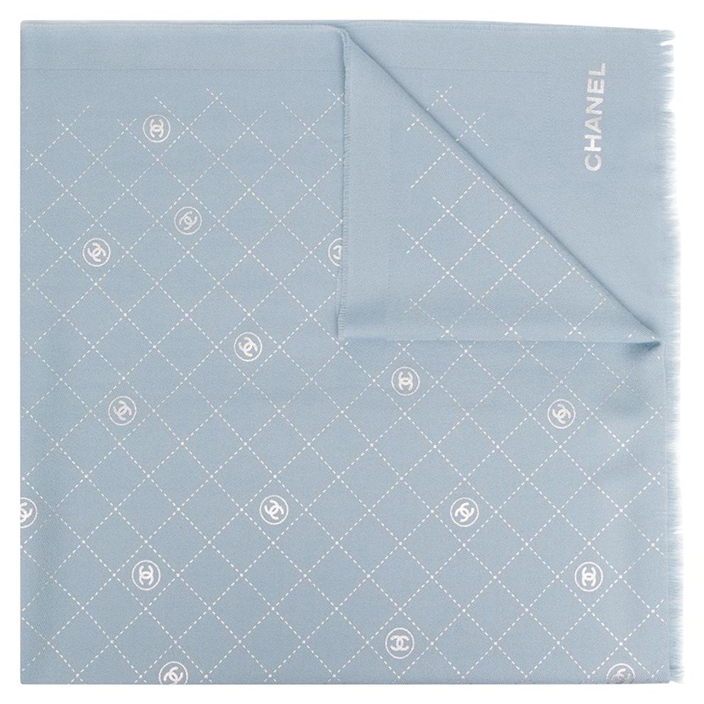 Chanel Blue Wool Scarf at 1stDibs