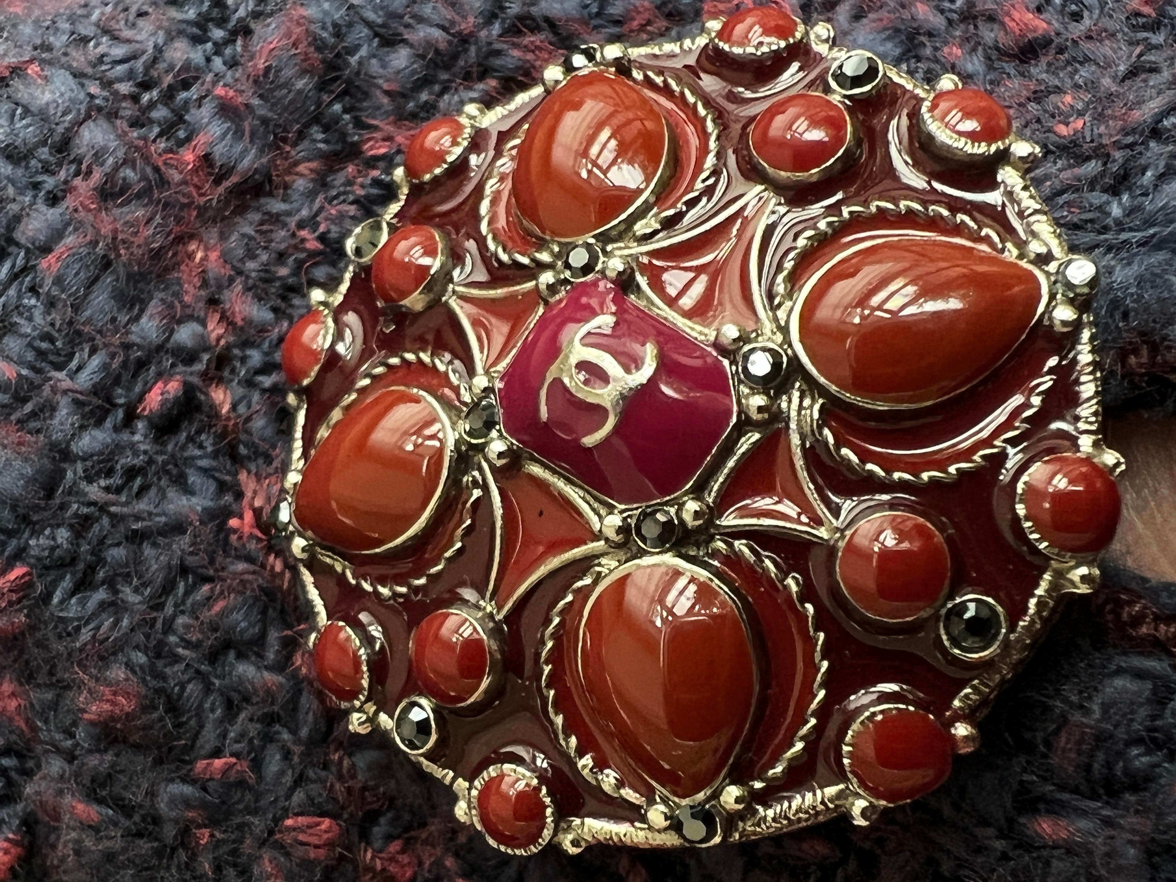 Chanel Bombay Collection Jewel Buttons Tweed Coat For Sale at 1stDibs