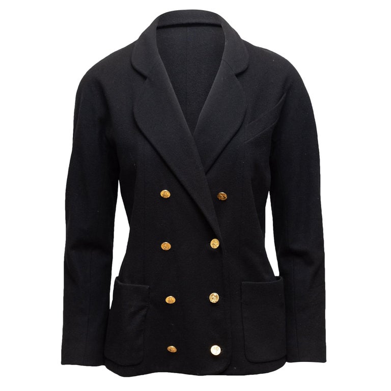Chanel Boutique Black Double-Breasted Blazer at 1stDibs