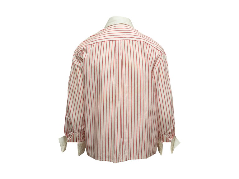 Chanel Boutique White and Red Striped Button-Up at 1stDibs