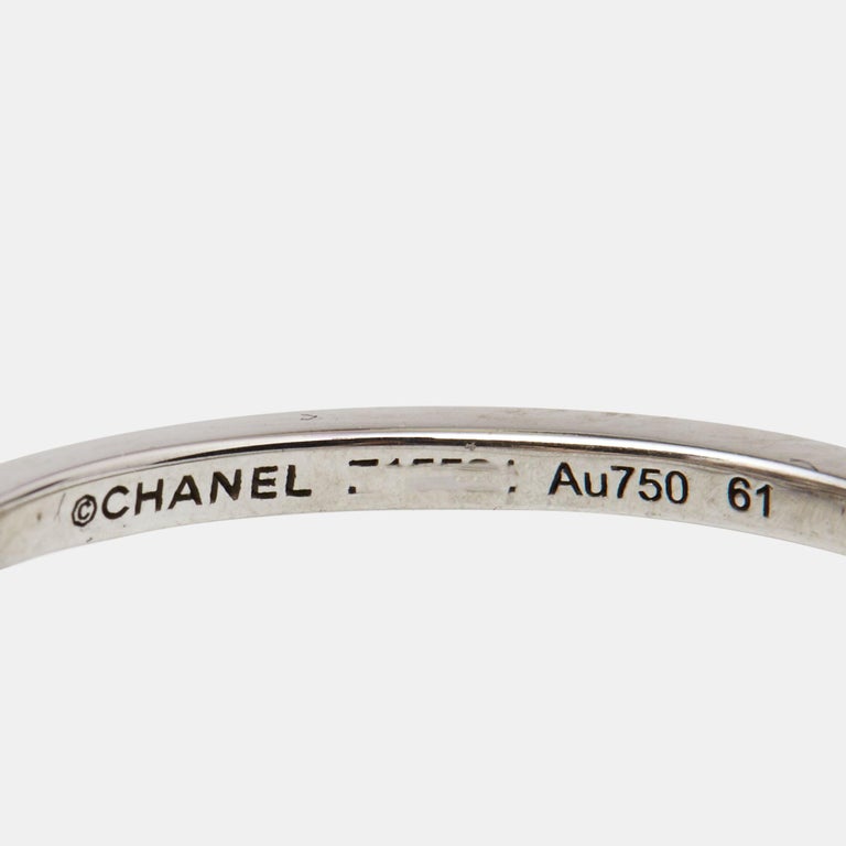 Chanel Bouton de Camélia Diamond Flower 18K White Gold Ring Size 59 For ...