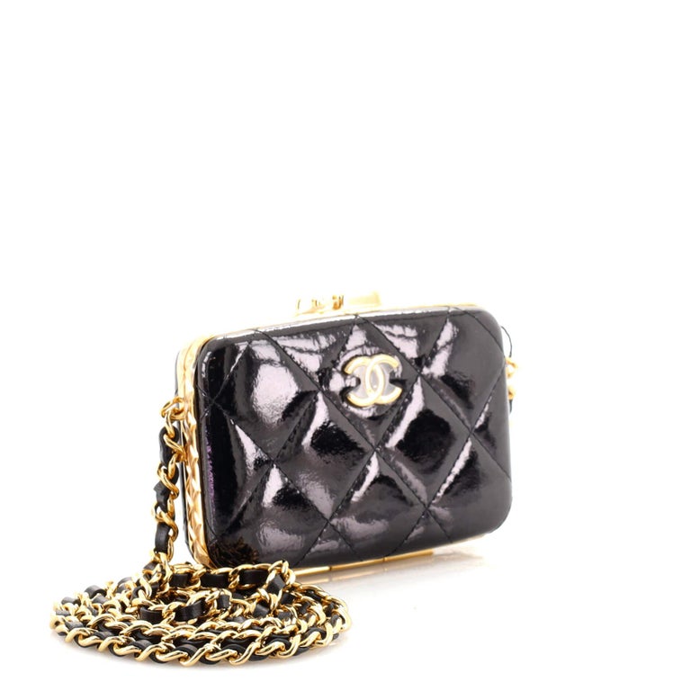Chanel Box With Chain Quilted Patent Small For Sale at 1stDibs