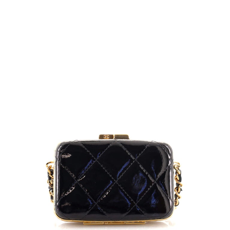 Chanel Box With Chain Quilted Patent Small For Sale at 1stDibs