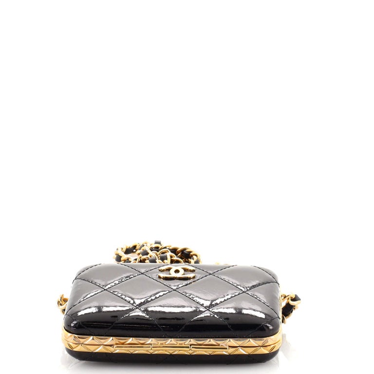 Chanel Box With Chain Quilted Patent Small For Sale at 1stDibs