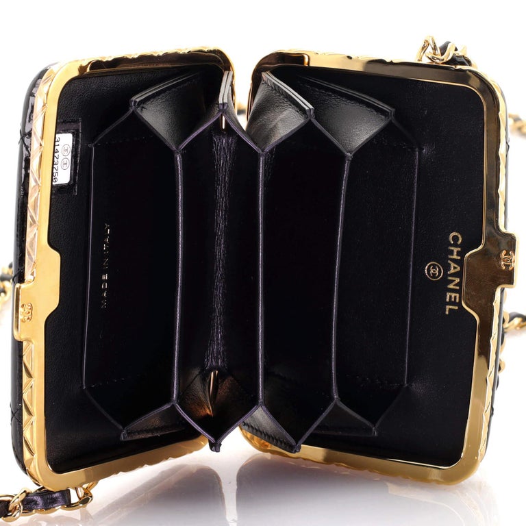 Chanel Box With Chain Quilted Patent Small For Sale at 1stDibs