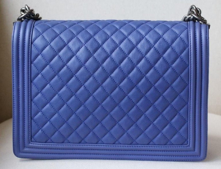 Chanel Boy Blue Large Flap Quilted Grained Calfskin Bag at 1stDibs
