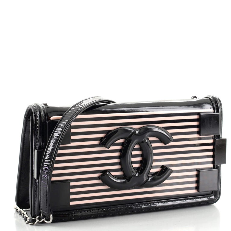 Chanel Boy Brick Flap Bag Striped Patent and Plexiglass Horizontal at ...