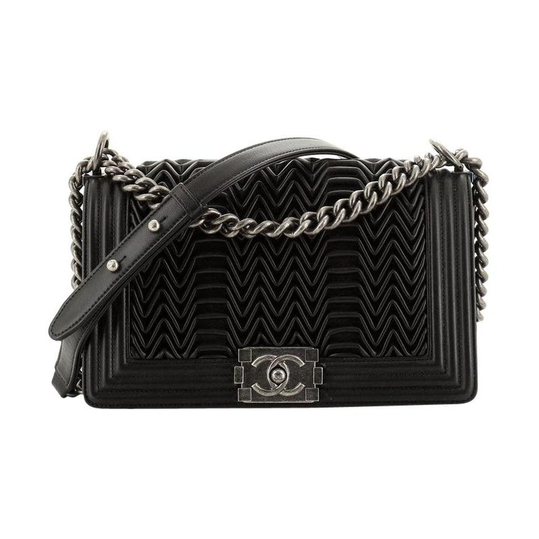 Chanel Boy Flap Bag 3D Pleated Leather Old Medium at 1stDibs