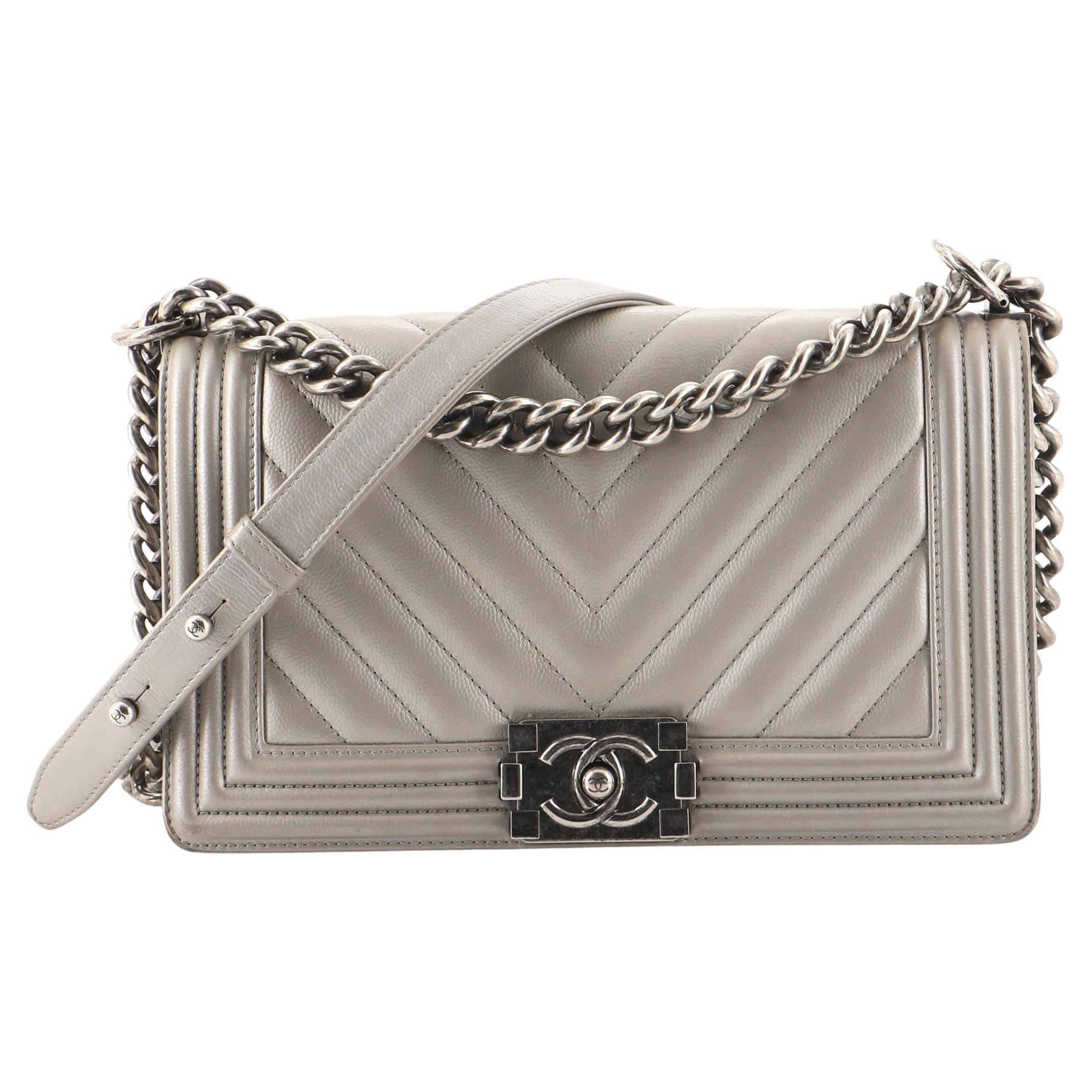 Chanel Boy Flap Bag Chevron Caviar Old Medium at 1stDibs