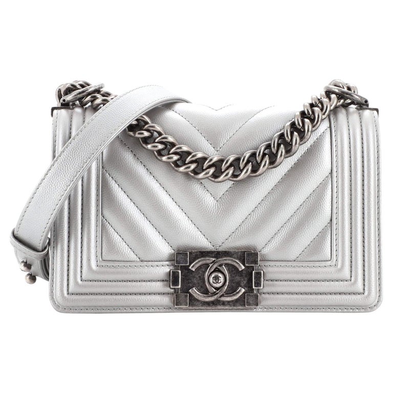 Chanel Boy Flap Bag Chevron Caviar Small For Sale at 1stDibs