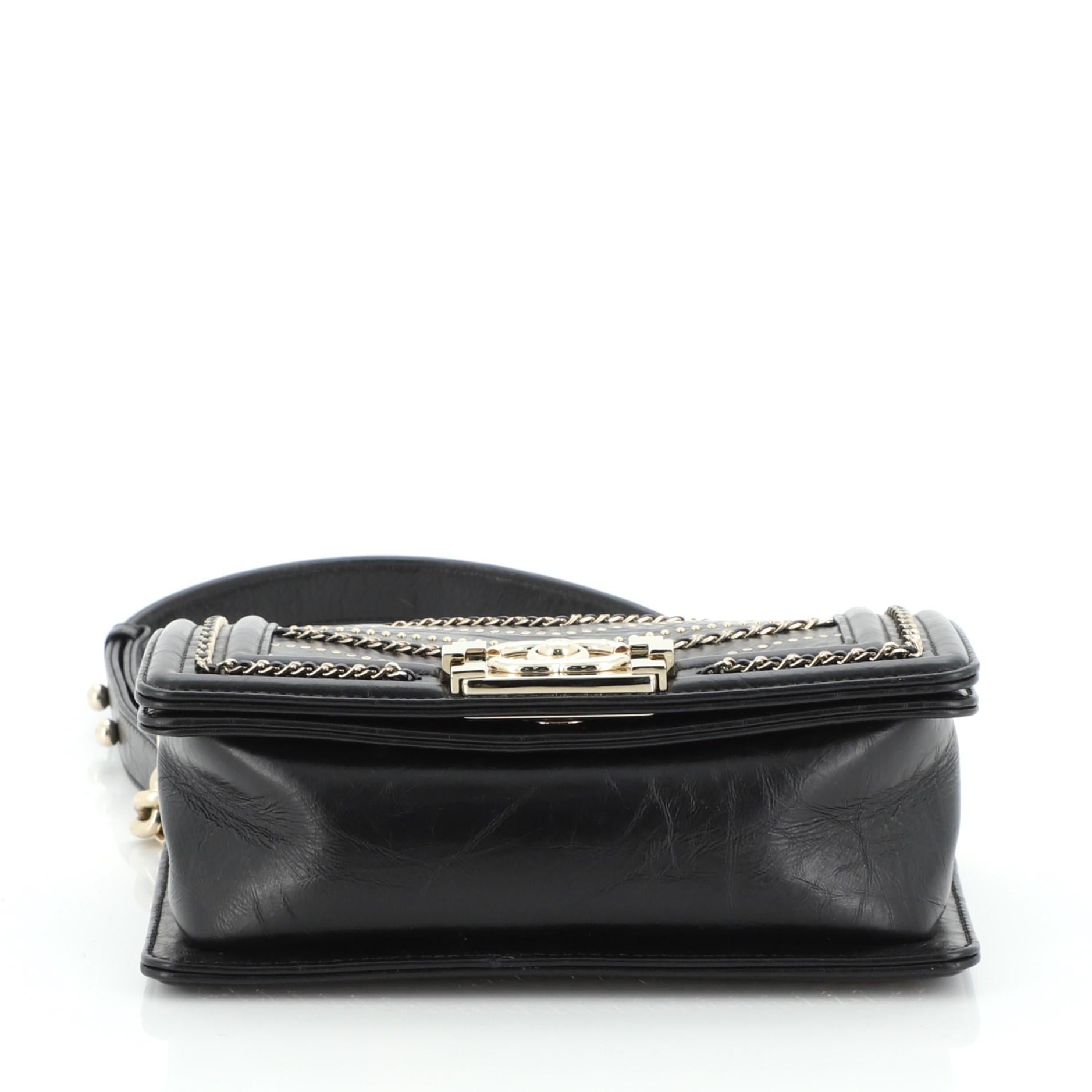 Chanel Boy Flap Bag Chevron Embellished Crumpled Calfskin Small at ...