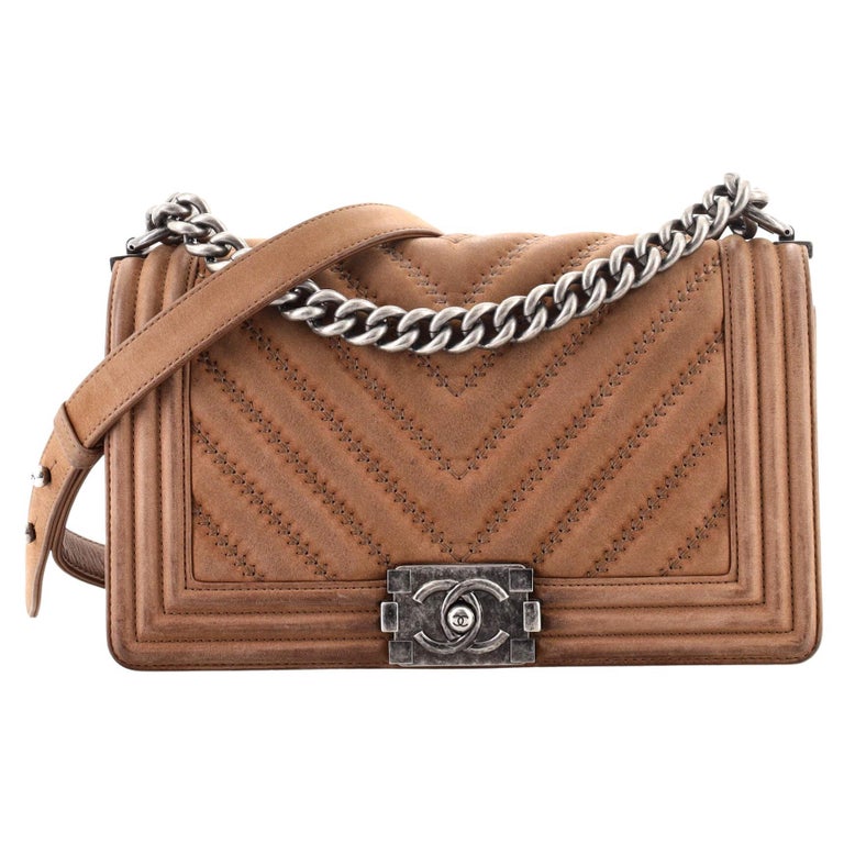 Chanel Boy Flap Bag Chevron Nubuck Old Medium at 1stDibs