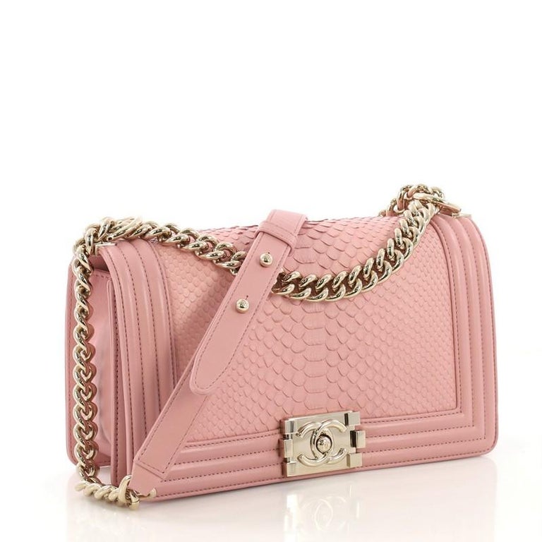 Chanel Boy Flap Bag Python Old Medium at 1stDibs | chanel pink python ...