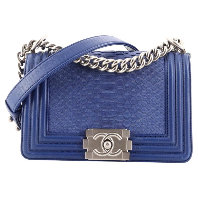 Chanel Boy Flap Bag Python Small For Sale at 1stDibs