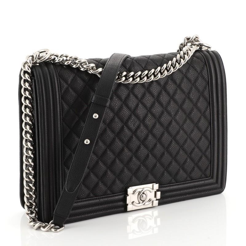 Chanel Boy Flap Bag Quilted Caviar Large at 1stDibs