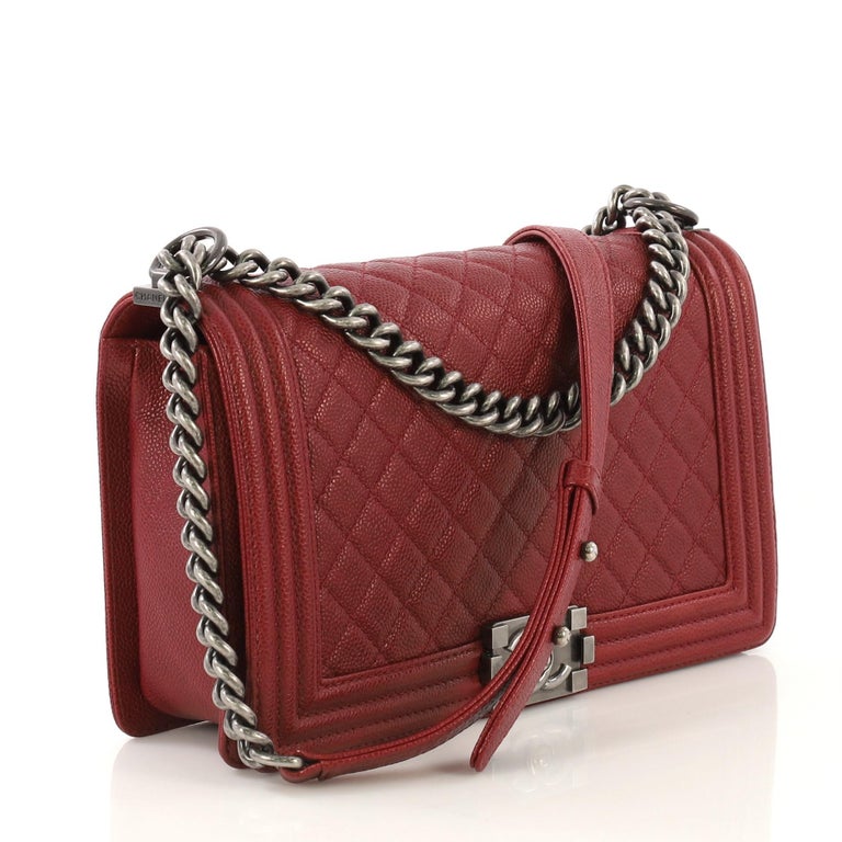 Chanel Boy Flap Bag Quilted Caviar New Medium at 1stDibs