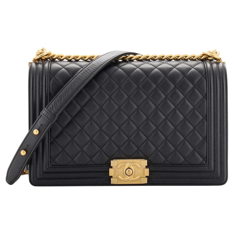 Chanel Boy Flap Bag Quilted Caviar New Medium For Sale at 1stDibs