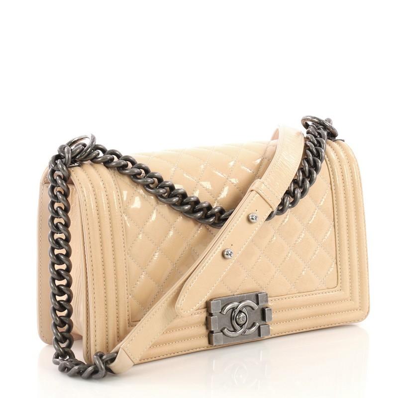 Chanel Boy Flap Bag Quilted Crinkled Patent Old Medium at 1stDibs