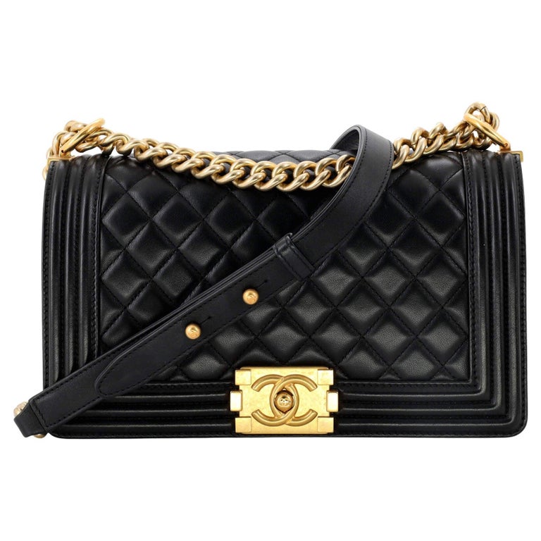 Chanel Boy Flap Bag Quilted Lambskin Old Medium For Sale at 1stDibs