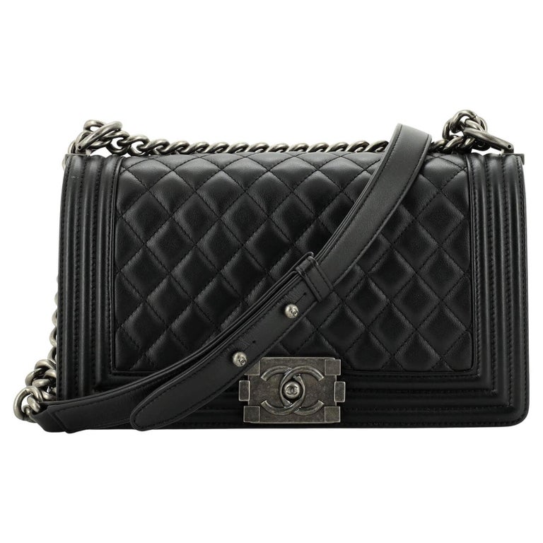 Chanel Boy Flap Bag Quilted Lambskin Old Medium For Sale at 1stDibs
