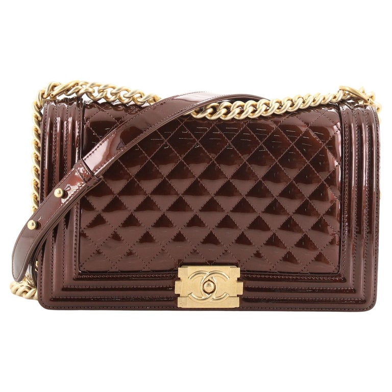 Chanel Boy Flap Bag Quilted Patent New Medium at 1stDibs