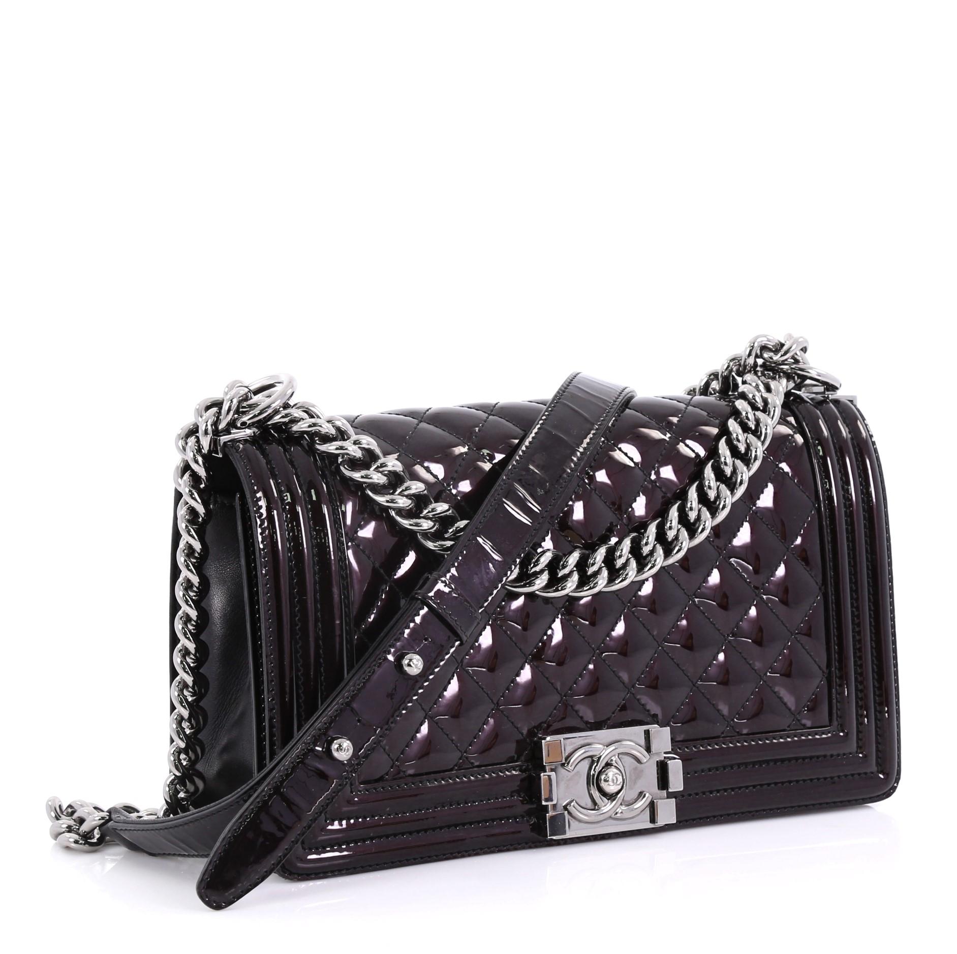 Chanel Boy Flap Bag Quilted Patent Old Medium at 1stDibs