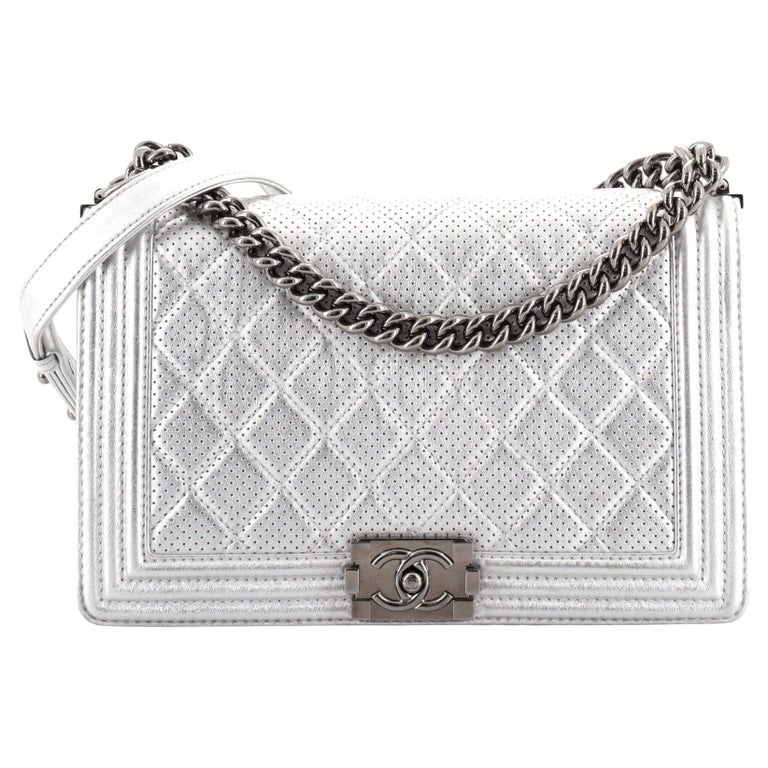Chanel Boy Flap Bag Quilted Perforated Lambskin New Medium For Sale at ...