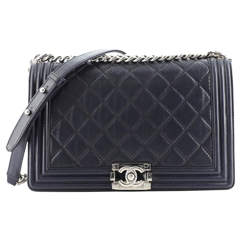 Chanel Boy Flap Bag Quilted Perforated Lambskin New Medium For Sale at ...