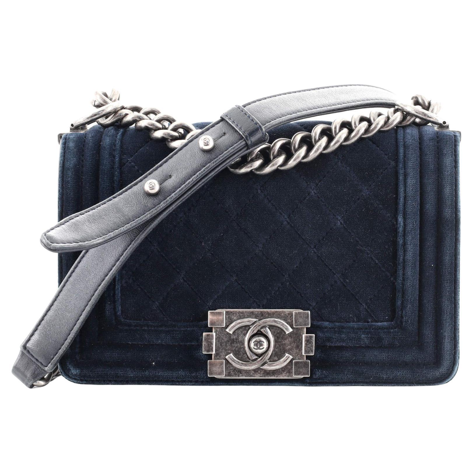 Chanel Boy Flap Bag Quilted Velvet Small at 1stDibs