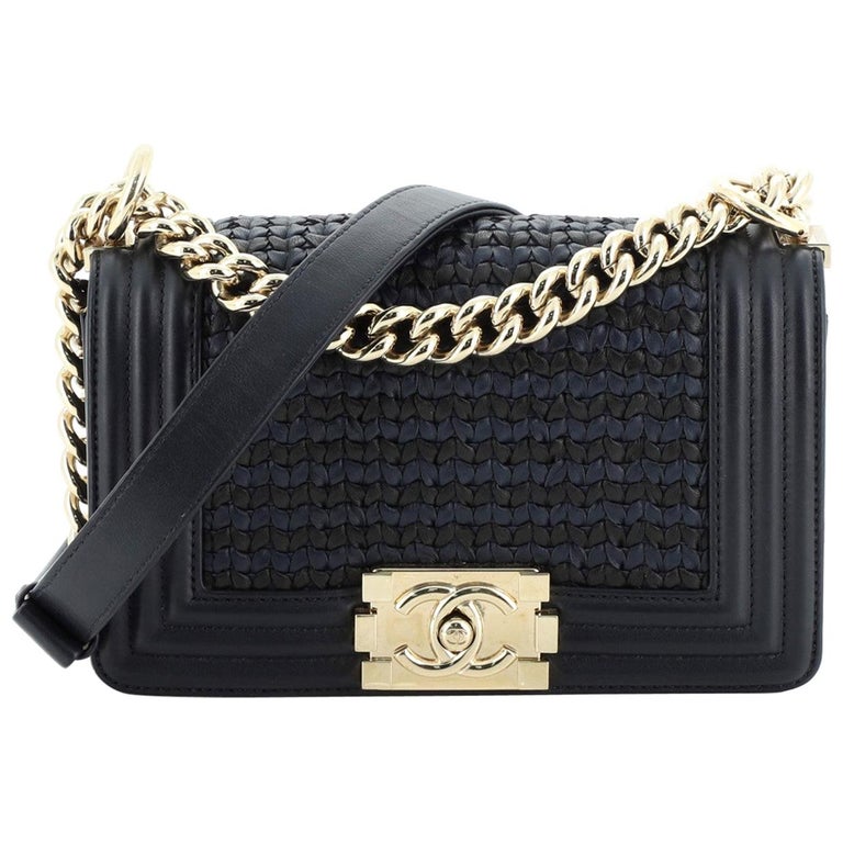 Chanel Boy Flap Bag Woven Leather Small at 1stDibs