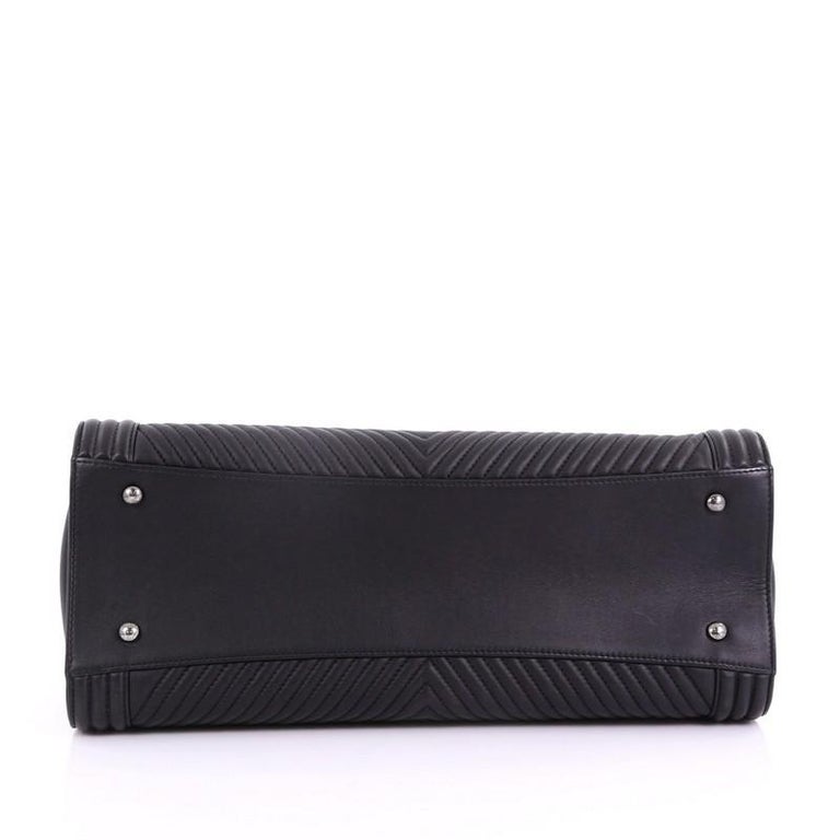 Chanel Boy Shopping Tote Chevron Quilted Calfskin Large at 1stDibs
