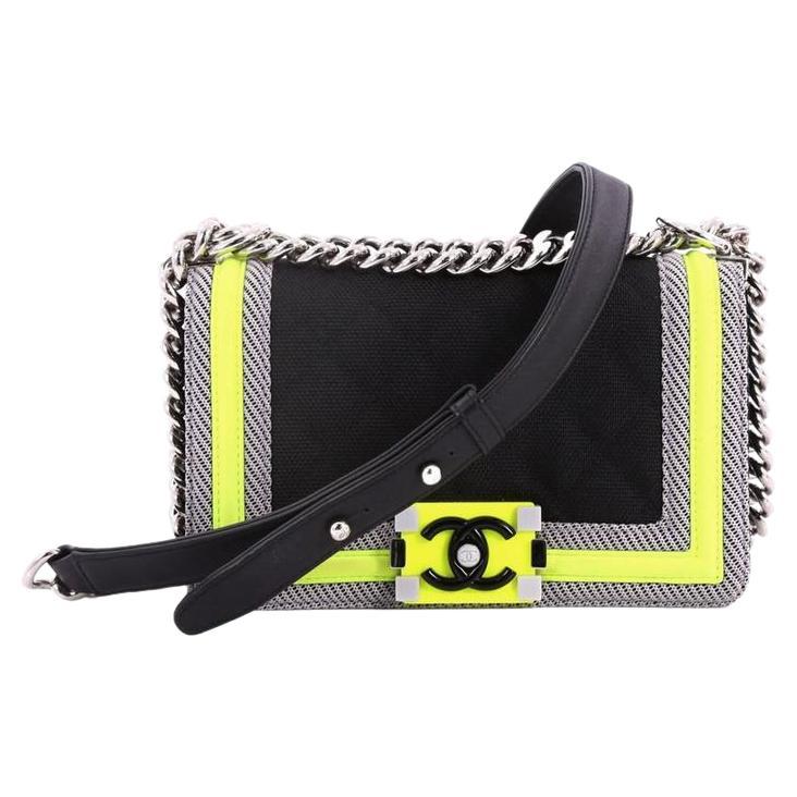 Chanel Boy Soldout Spring 2016 Small Rare Black Neon Lime Nylon Flap ...