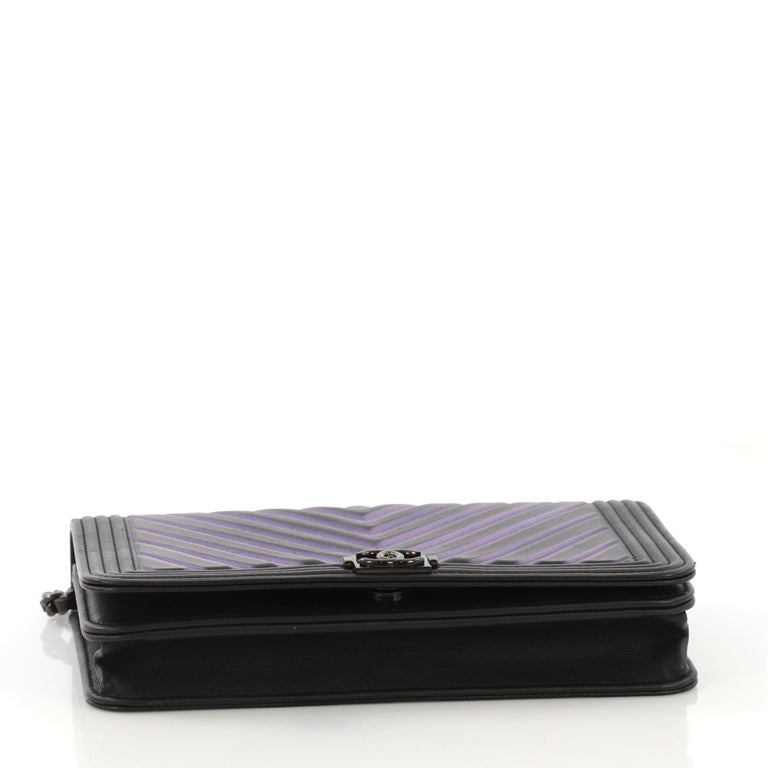 Chanel Boy Wallet on Chain Chevron Painted Calfskin at 1stDibs