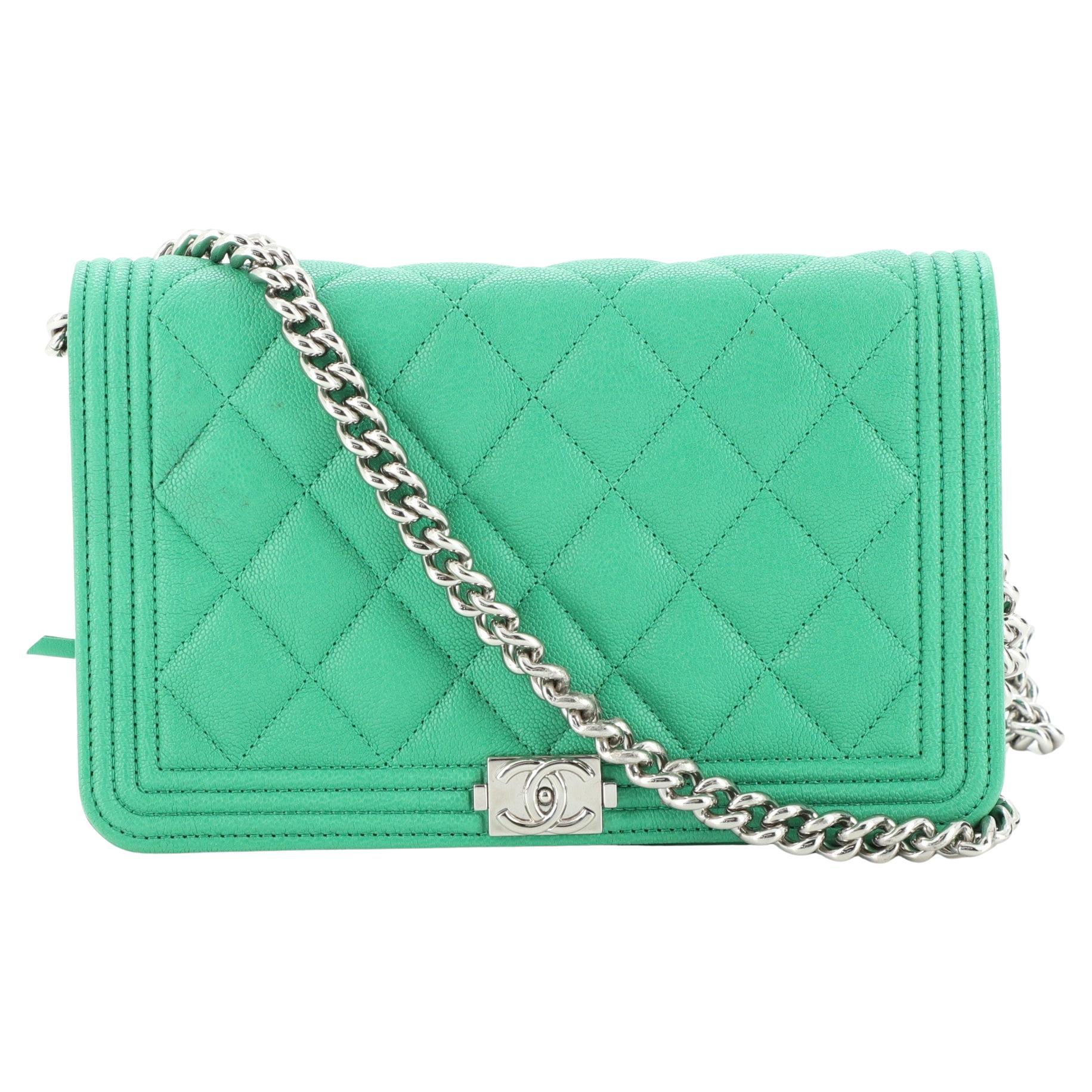 Chanel Boy Wallet on Chain Quilted Caviar at 1stDibs