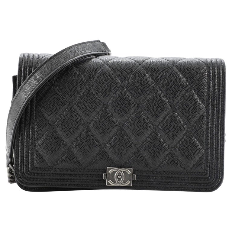Chanel Boy Wallet on Chain Quilted Caviar at 1stDibs