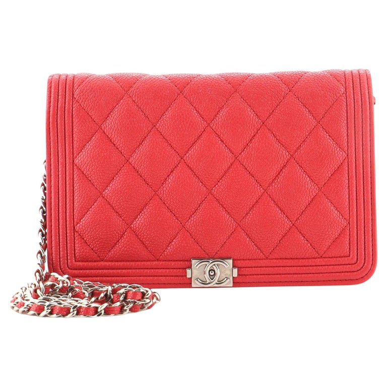 Chanel Boy Wallet on Chain Quilted Caviar at 1stDibs
