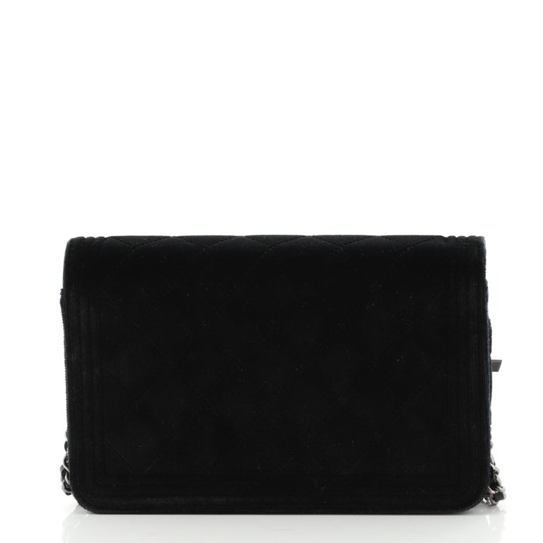 Chanel Boy Wallet on Chain Quilted Velvet at 1stDibs