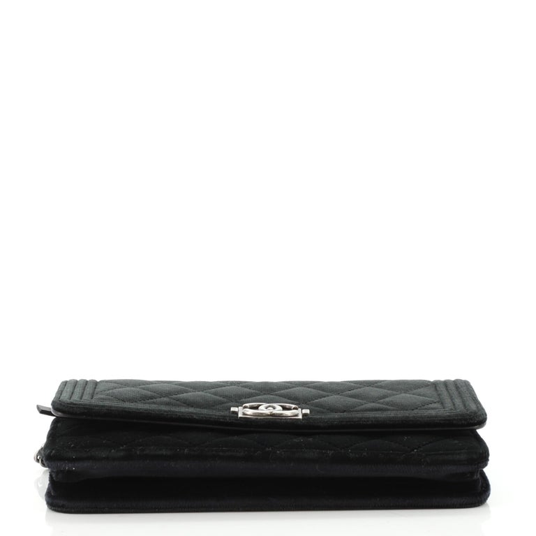 Chanel Boy Wallet on Chain Quilted Velvet at 1stDibs