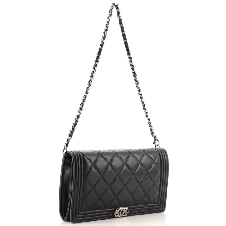 Chanel Boy Wallet on Short Chain Quilted Lambskin For Sale at 1stDibs