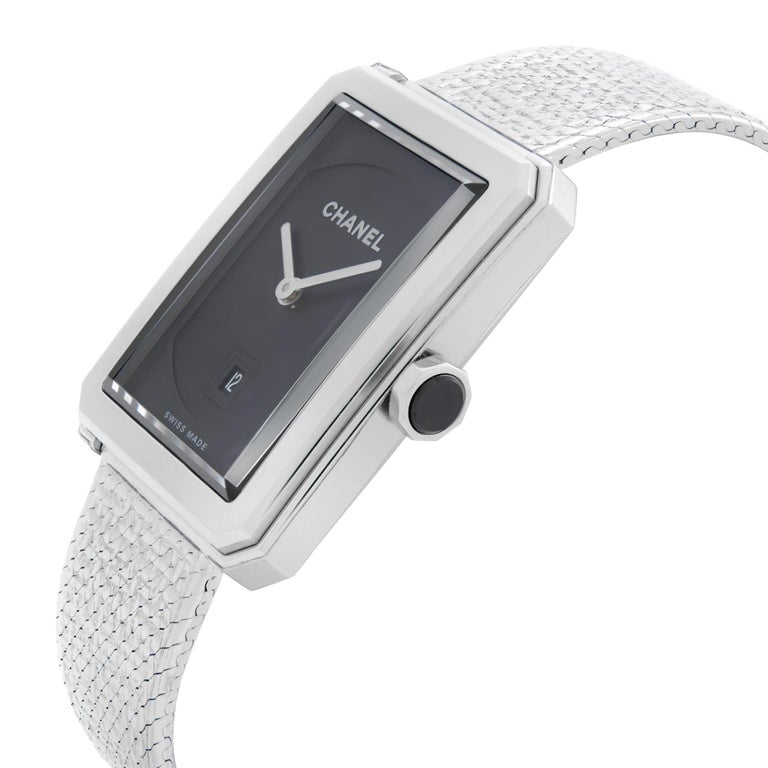 Chanel Boyfriend Tweed Motif Steel Black Dial Quartz Ladies Watch H4878 ...
