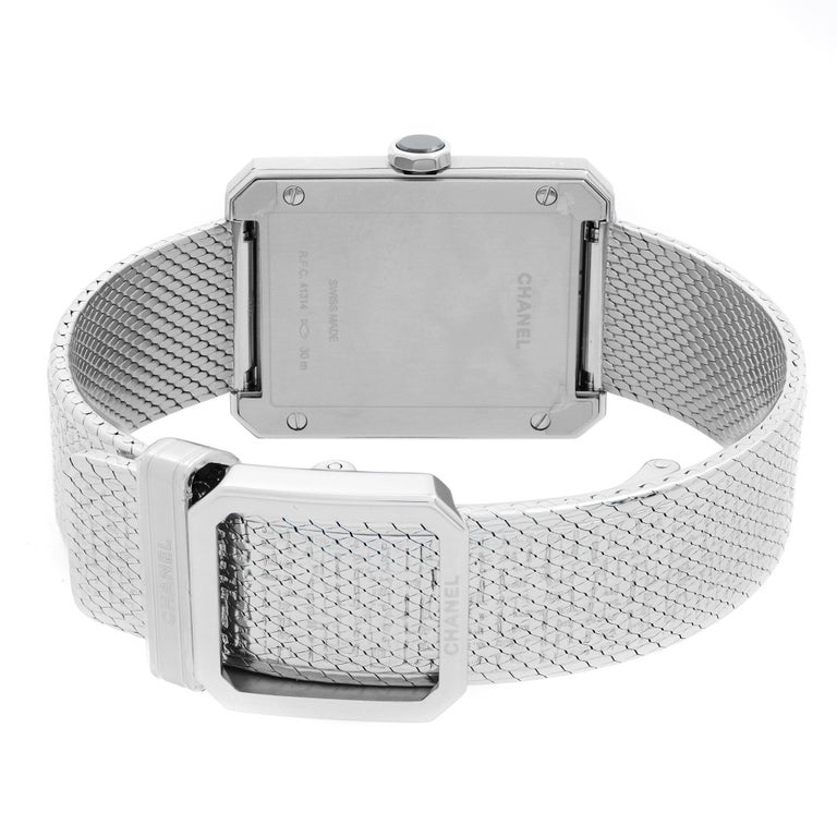 Chanel Boyfriend Tweed Motif Steel Black Dial Quartz Ladies Watch H4878 ...