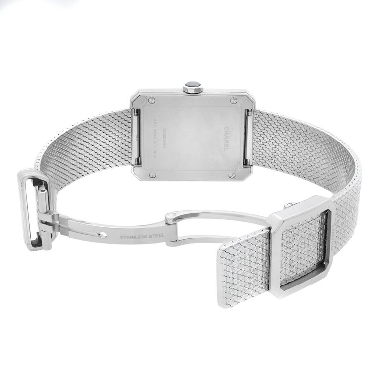 Chanel Boyfriend Tweed Motif Steel Black Dial Quartz Ladies Watch H4878 ...