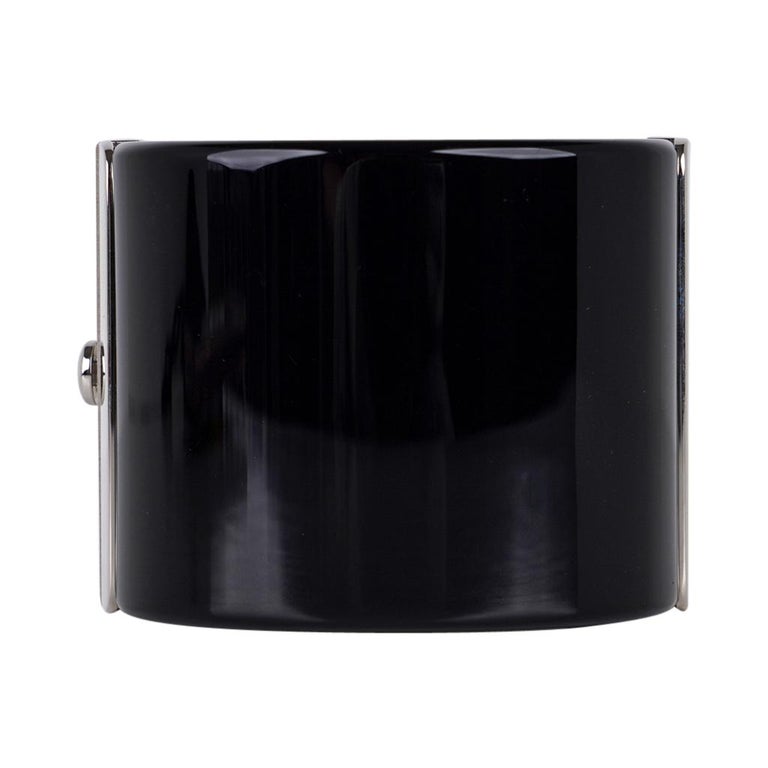 Chanel Strass Crystal Jeweled Cuff Black Resin Bracelet New w/Box For ...