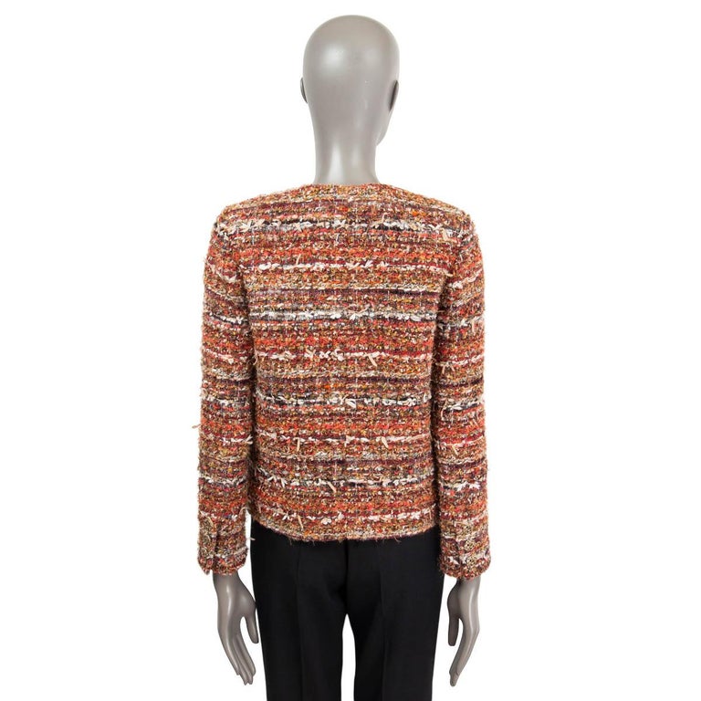 CHANEL brick red 2018 18K COLLARLESS TWEED Jacket 38 S For Sale at 1stDibs