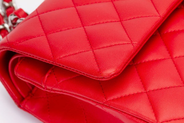 Chanel Bright Red 10 Double Flap Bag For Sale at 1stDibs