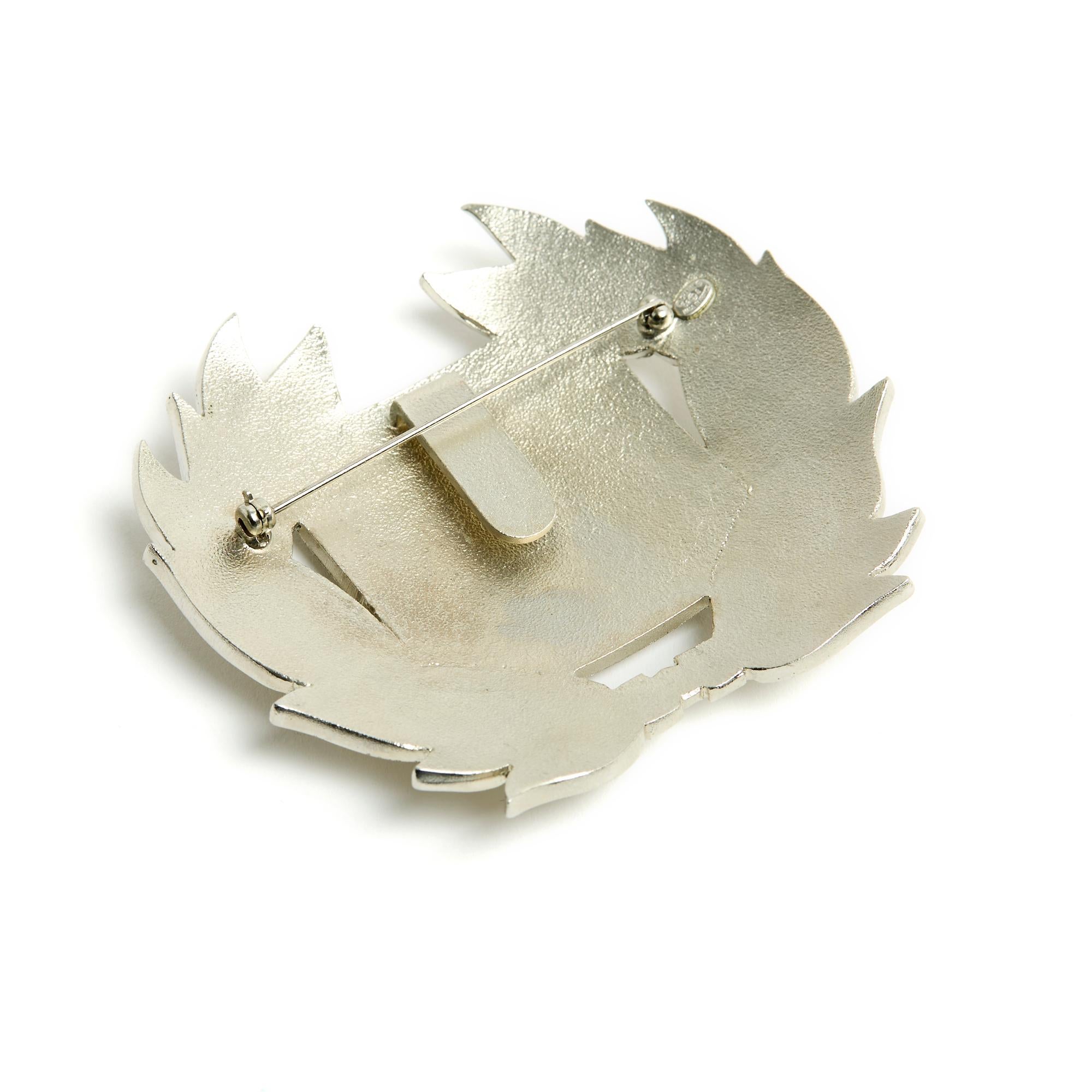 Chanel Broche Identification 2002 Silver Metal Laurels Brooch Medal For ...