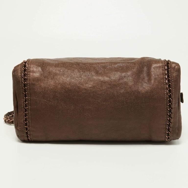 Chanel Bronze Leather Luxe Ligne Bowler Bag For Sale at 1stDibs