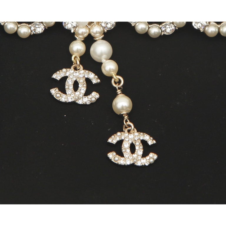 CHANEL Brooch Pin Faux Pearl Crystals COCO CC Gold-Tone Metal 2021 21C ...